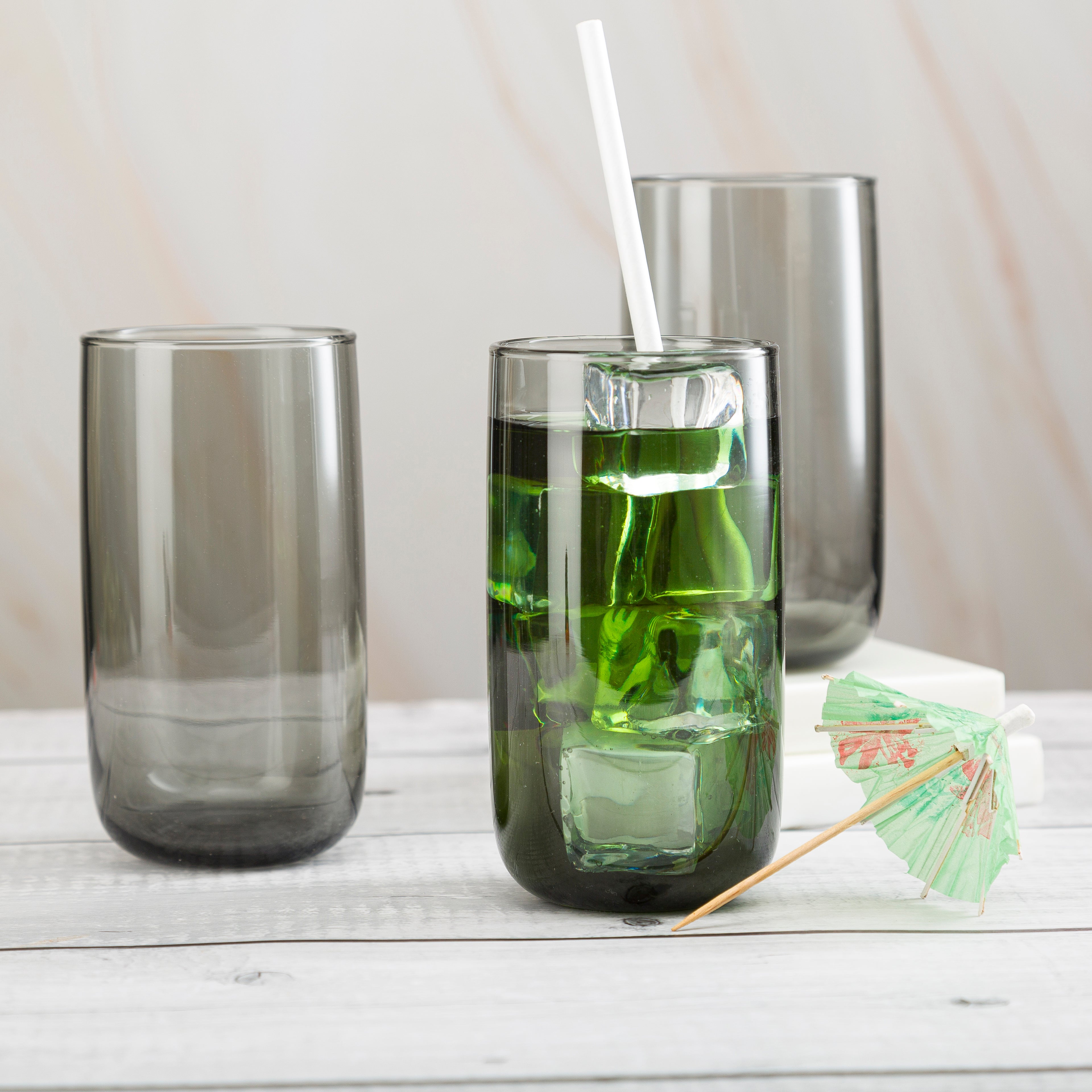 Pasabahce Iconic Grey Glass Transparent 365 ml in Set of 6 Pcs, Perfec ...